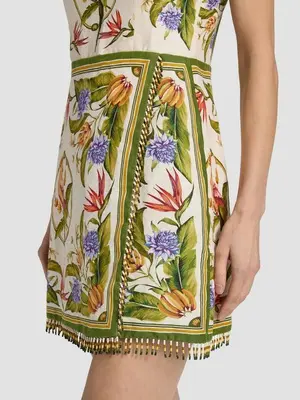 Farm Rio Printed Linen Sheath Minidress