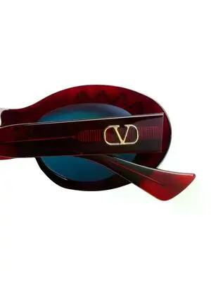 Valentino Garavani Crystal-embellished Oval-frame Sunglasses