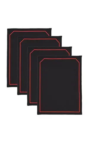 MODA DOMUS Set-of-four Linen Cocktail Napkins - Black