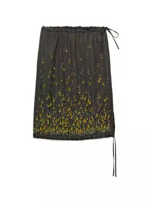 Prada Chevron Wool Skirt With Gradient Embroidery