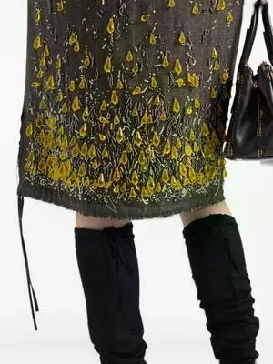 Prada Chevron Wool Skirt With Gradient Embroidery