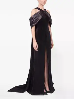 JEAN-LOUIS SABAJI Halterneck Draped-panel Maxi Dress