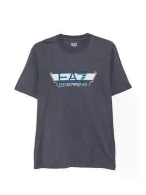 EA7 Logo-print Cotton T-shirt - Grey