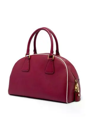 Prada 2010-2026 Saffiano Lux Bowling Handbag - Red