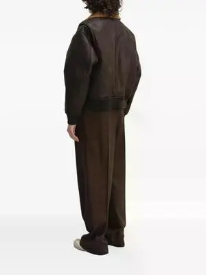 DUNST Pinstriped Pleated Trousers - Brown