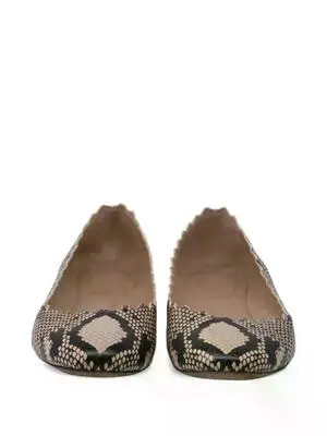 Chloé Scalloped Snakeskin-embossed Ballet Flats