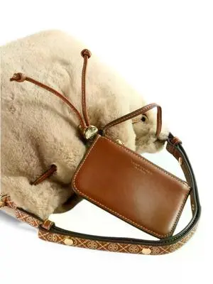 Tory Burch Shearling Drawstring Bucket Bag