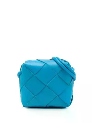 Bottega Veneta 2012-2026 Mini Lambskin Intrecciato Cassette Camera Bag Crossbody Bag - Blue