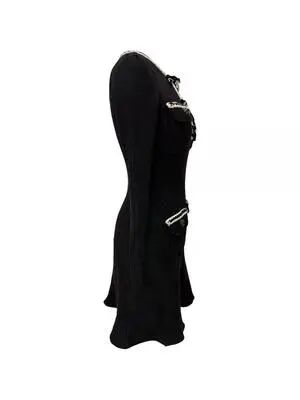 SELF-PORTRAIT Ribbed Knit Bow-detail Dress