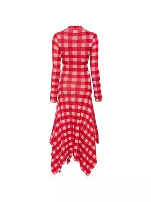 AMI Paris Check-pattern Handkerchief-hem Asymmetric Dress