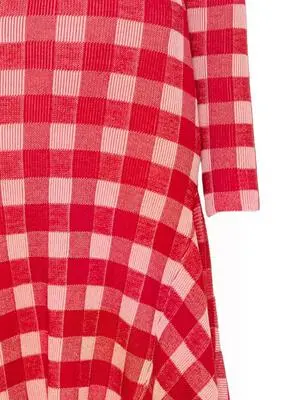 AMI Paris Check-pattern Handkerchief-hem Asymmetric Dress