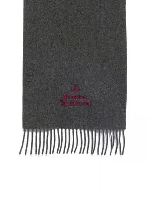 VIVIENNE WESTWOOD Orb-embroidered Fringed Scarf