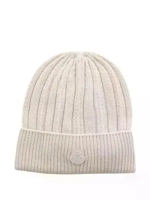 Moncler 2020s Logo-patch Beanie Hat - Neutrals