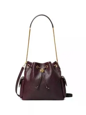 Tory Burch Charlie Quilted Drawstring Shoulder Bag - Red