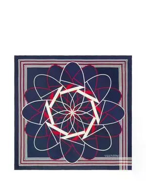 Valentino Garavani Le Fou De L'archive Silk Scarf From The Archive - Blue