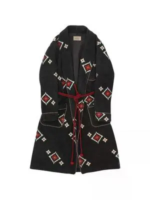 FORTELA Fedora Geometric-pattern Oversized Coat - Grey