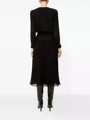 NISSA Pleated Chiffon Midi Skirt - Black