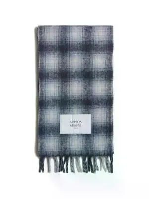 Maison Kitsuné Checked Fringed Scarf