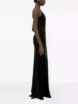 NISSA Lace-insert Velvet Maxi Dress