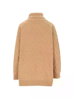 Max Mara Oversized Diamond Wool And Cashmere Sweater Camel