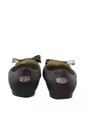 JIMMY CHOO Snakeskin-embossed Bow Ballet Flats