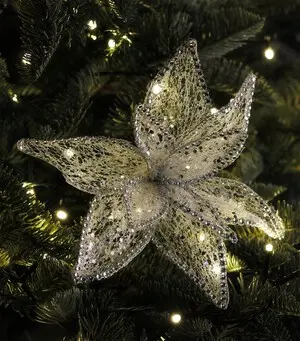 Harrods Glitter Poinsettia Clip