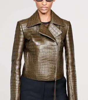 TOM FORD Croc-embossed Lambskin Biker Jacket