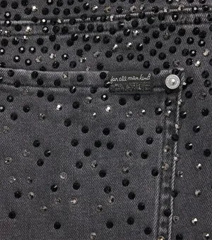 7 For All Mankind Embellished Stovepipe Straight Ankle Jeans