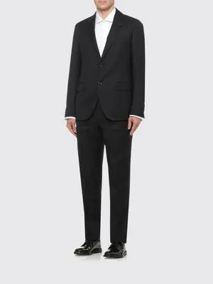 LARDINI Single-breasted Virgin Wool Suit With Classic Lapels - Blue