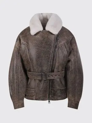 BLANCHA Double-breasted Short Shearling Jacket With Zip Closure And Belt