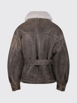 BLANCHA Double-breasted Short Shearling Jacket With Zip Closure And Belt