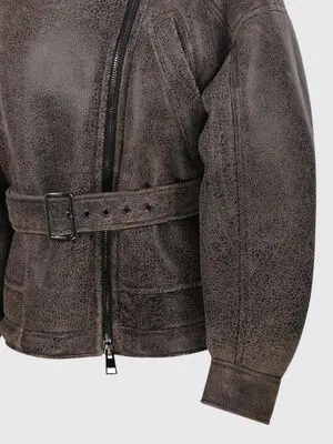 BLANCHA Double-breasted Short Shearling Jacket With Zip Closure And Belt