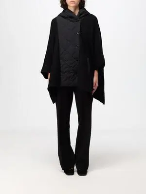 Joseph Ribkoff Asymmetrical Polyester Cape With Padded Hood - Black