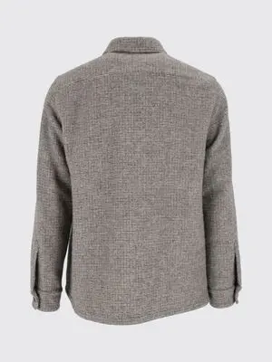 MAZZARELLI Wool-blend Shirt Jacket With Classic Collar And Patch Pockets