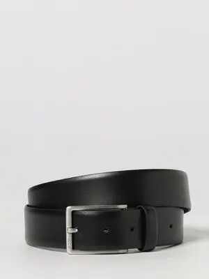 BOSS Smooth Leather Belt With Pin Buckle And Engraved Logo - Black