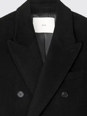 DUNST Double-breasted Wool And Cashmere Long Coat With Peak Lapels - Black