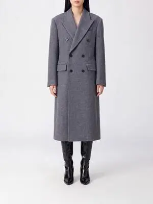 DUNST Double-breasted Wool And Cashmere Long Coat With Peak Lapels - Grey