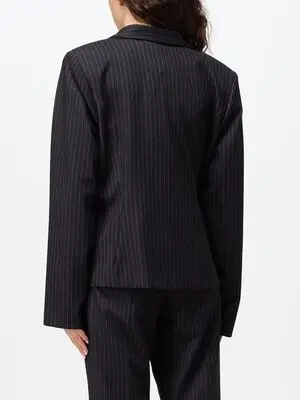 Joseph Ribkoff Cropped Single-breasted Pinstripe Blazer With Padded Shoulders