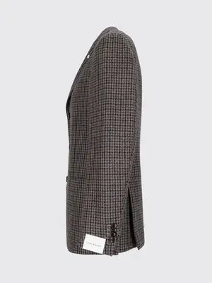 LUIGI BIANCHI Houndstooth Check Single-breasted Blazer In Virgin Wool And Cashmere