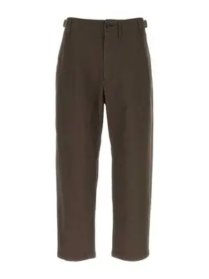 LEMAIRE Tapered-fit Mid-rise Trousers In Cotton Twill - Brown