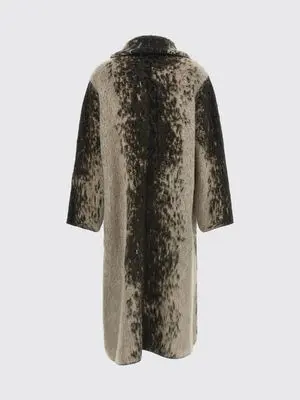 NUDE Long Alpaca Wool Coat With An Abstract Pattern And A Classic Collar