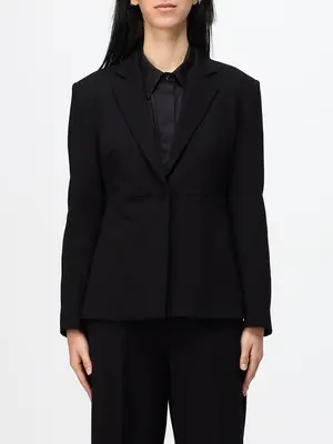 MEIMEIJ Cropped Single-breasted One-button Viscose Blend Blazer - Black