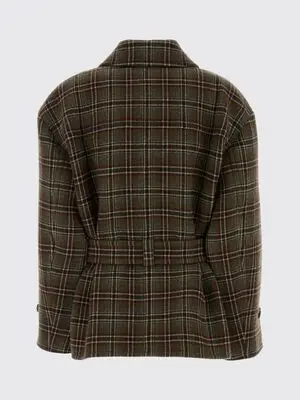 Chloé Tartan Wool-blend Double-breasted Peacoat With Waist Belt