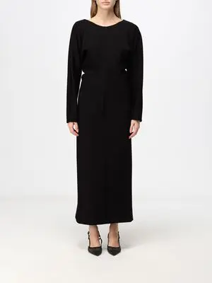 MEIMEIJ Long-sleeved Crêpe Sheath Gown With A Round Neck - Black