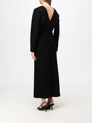 MEIMEIJ Long-sleeved Crêpe Sheath Gown With A Round Neck - Black