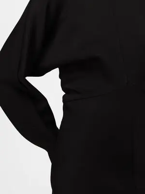 MEIMEIJ Long-sleeved Crêpe Sheath Gown With A Round Neck - Black