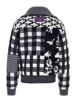 Loewe Abstract Pattern Wool Half-zip Jumper With Ribbed Hems