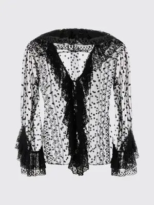 Alberta Ferretti Lace Blouse With V-neck And Ruffle Details
