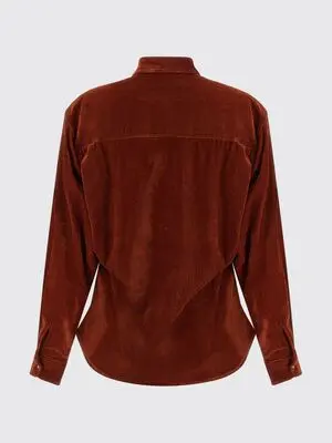 NUDE Long-sleeved Velvet Shirt With A Classic Collar And Button Closure - Red