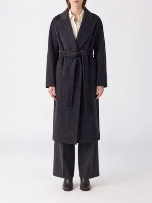 Max Mara Long Robe Coat In Cashmere And Mohair With Belt